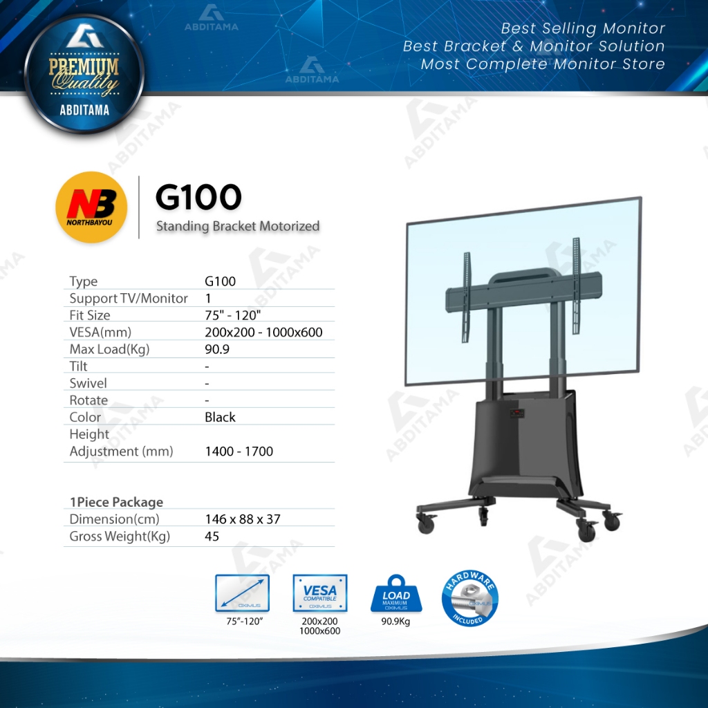Jual Bracket Standing Roda Motorized Portable North Bayou NB G100 Kokoh ...
