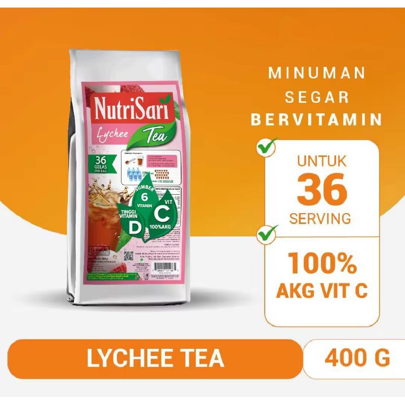 Jual NutriSari Lychee Tea Refill 400gr-Nutrisari leci 400gr -Teh Rasa ...