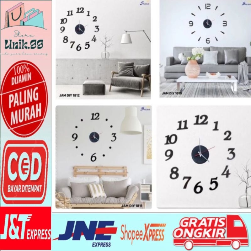 Jual Jam Dinding Tempel Besar Diy Analog 3D | Shopee Indonesia