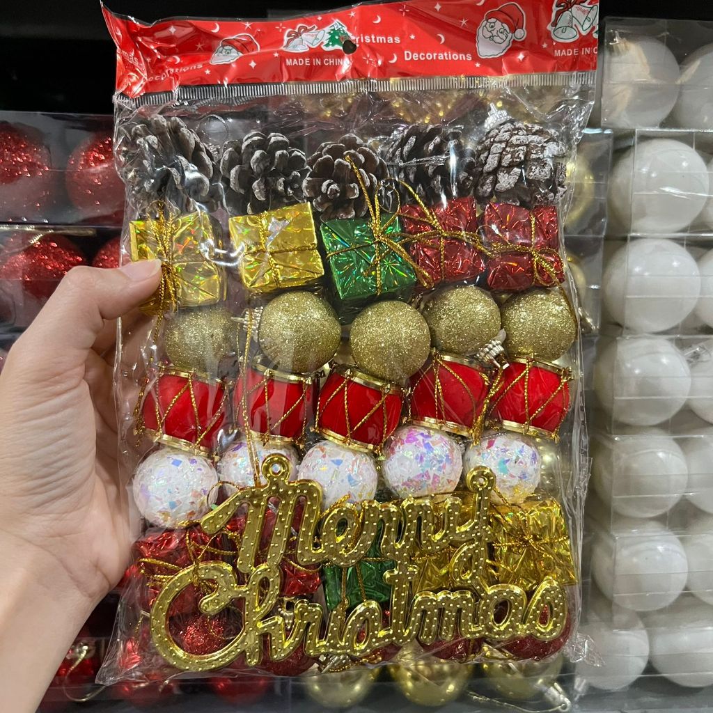 Jual 36pcs Gantungan Bola Drum Pinus Natal Hiasan Aksesoris Ornamen ...