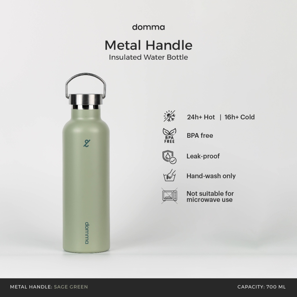 Jual [Domma] 700 ml Metal Handle Lid Insulated Reusable Tumbler Water Bottle - Double Wall ...