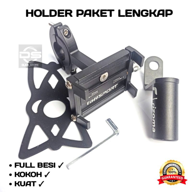 Jual HOLDER HP Bahan Full Besi paket lengkap + breket spion motor beat,mio,vario,pcx,scopy dll ...