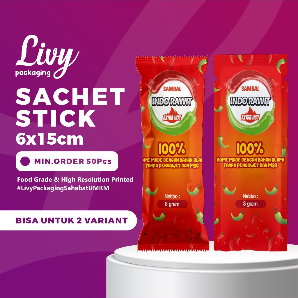 Jual Livy Packaging - Kemasan Saset Stick Center Seal Ukuran 6x15cm ...