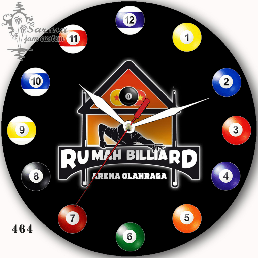 Jual JAM DINDING CUSTOM 464 RUMAH BILLIAR ARENA OLAHRAGA BOLA BILIARD ...