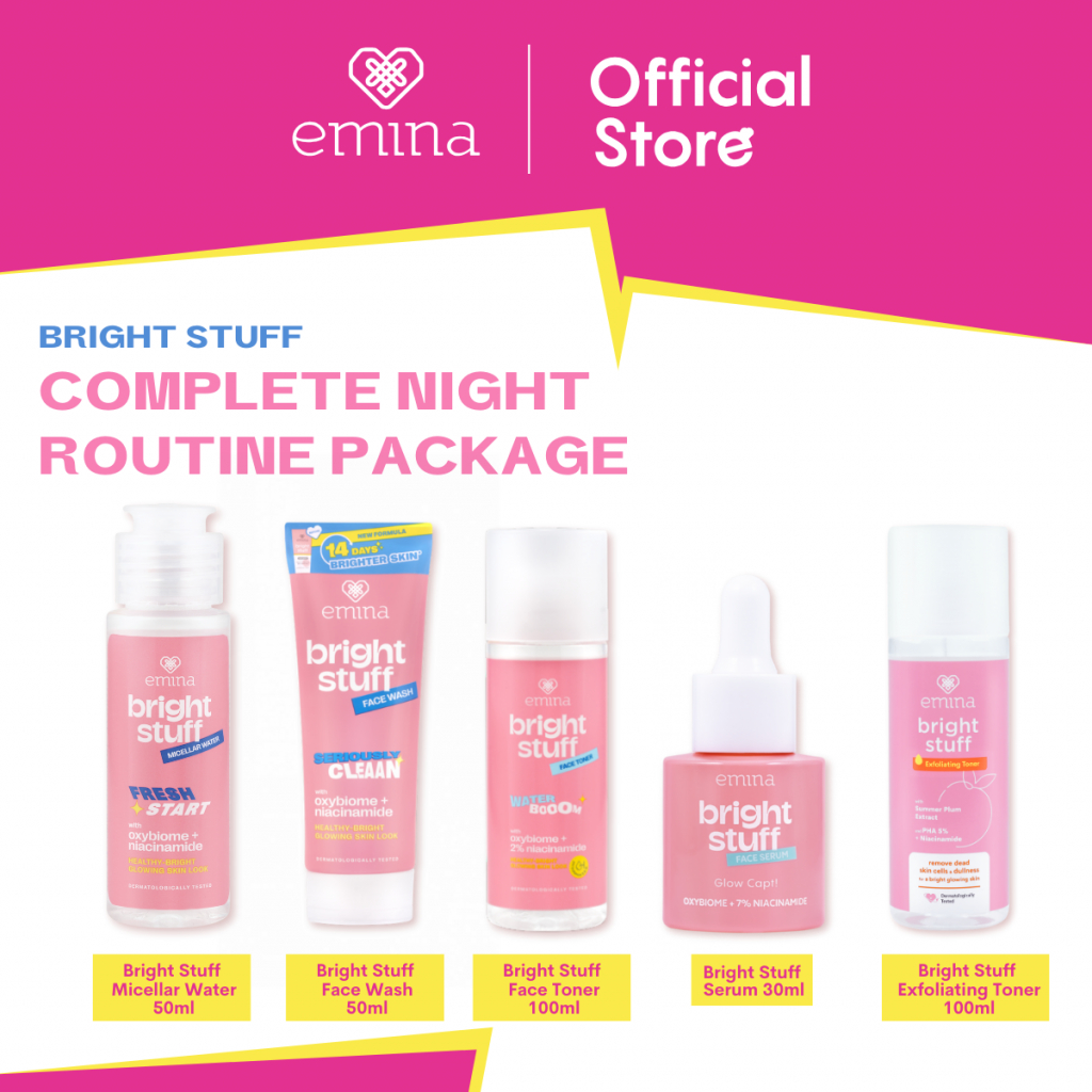 Jual Emina Bright Stuff Complete Night Routine Package (Serum, Toner ...