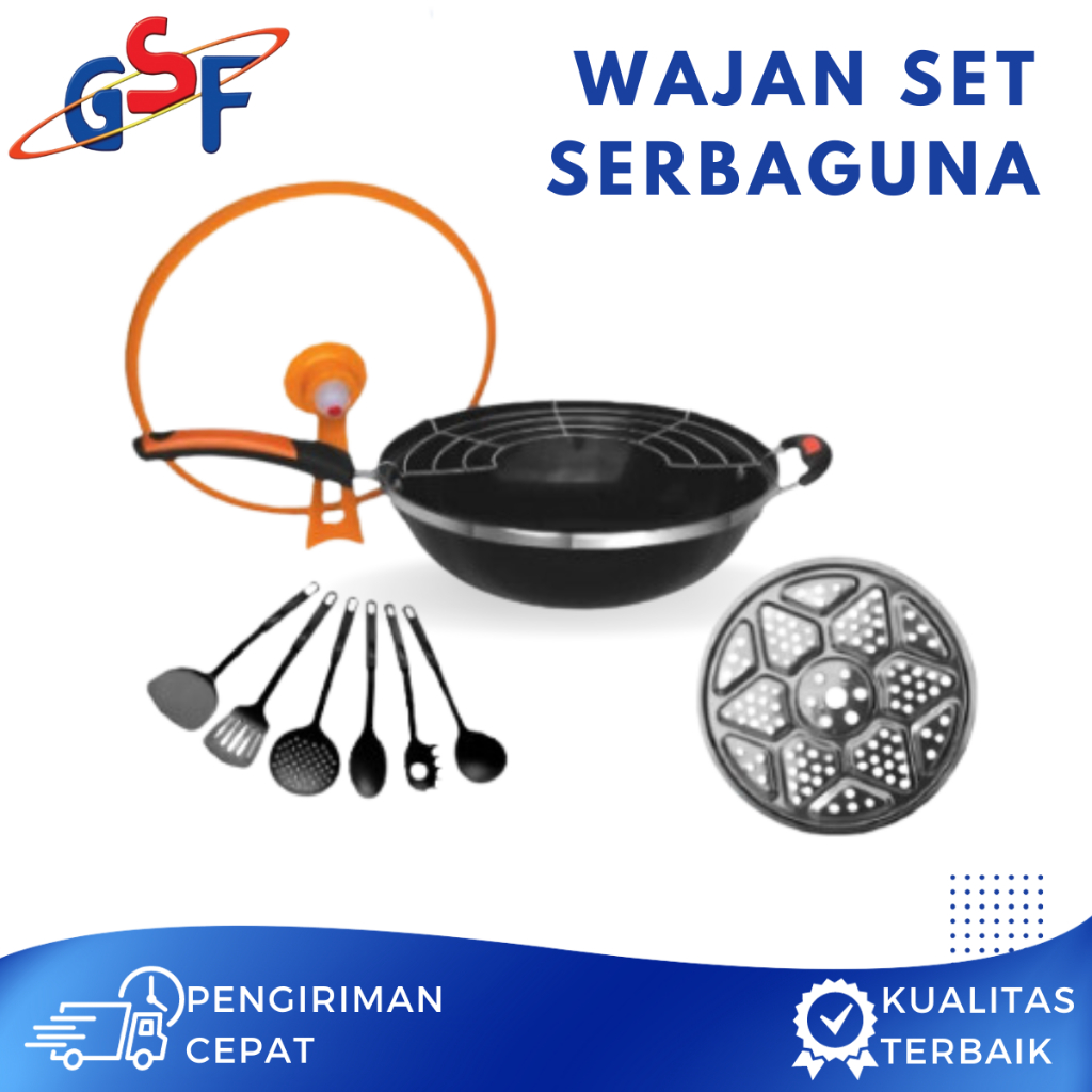 Jual Panci wajan Set penggorengan serbaguna / Wok Pan 32cm with Tutup ...