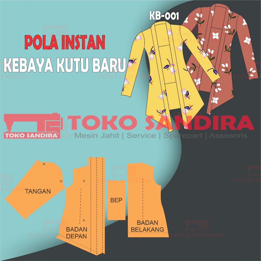Jual pola instan kebaya kutu baru/pola instan kebaya/pola kebaya wanita ...