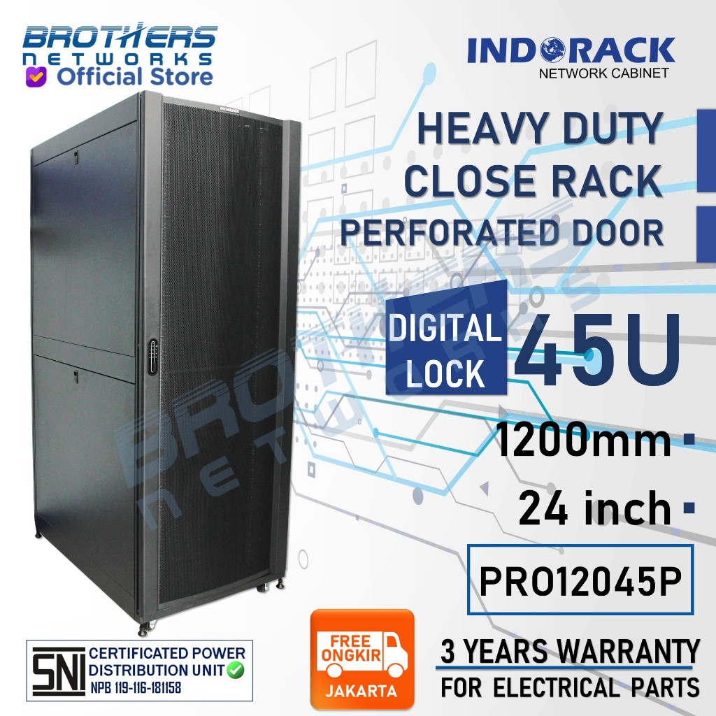Jual HEAVY DUTY RACK 45U 1200MM 24 INCH - RAK SERVER INDORACK PRO12045P ...