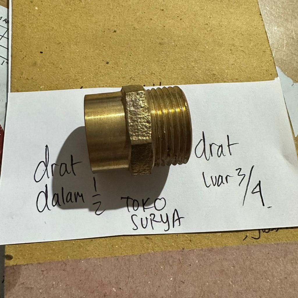 Jual Sok kran Kuningan drat luar 3/4" x drat dalam 1/2" - Converter Kran Kuningan Pengubah drat ...