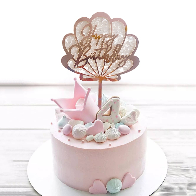 Jual CAKE TOPPER HAPPY BIRTHDAY TEMA MERMAID KERANG AKRILIK/DEKORASI ...