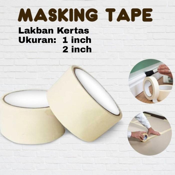 Jual Lakban Kertas 2 inchi / 1 inchi Masking Tape Solasi Kertas Isolasi ...