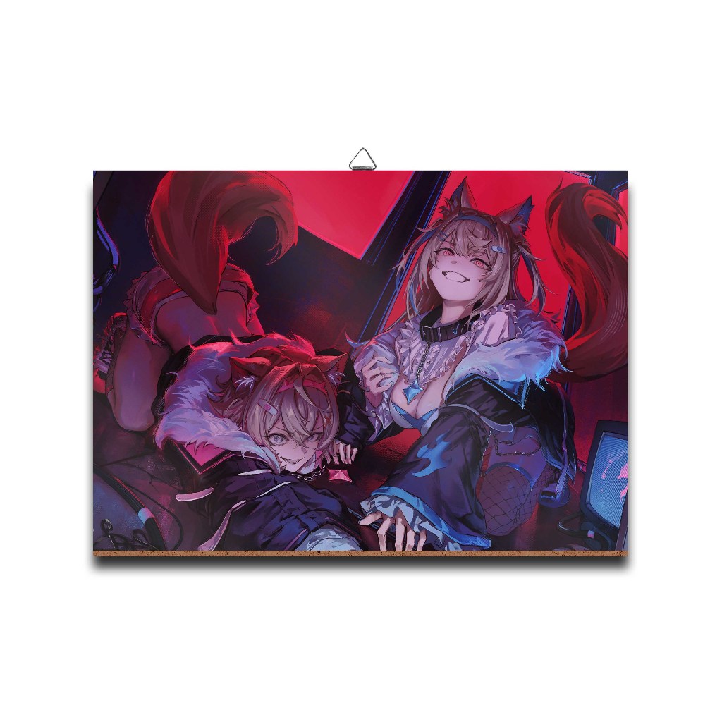 Jual Poster dinding kayu anime vtuber FUWAWA MOCOCO ABYSSGARD NEON ...