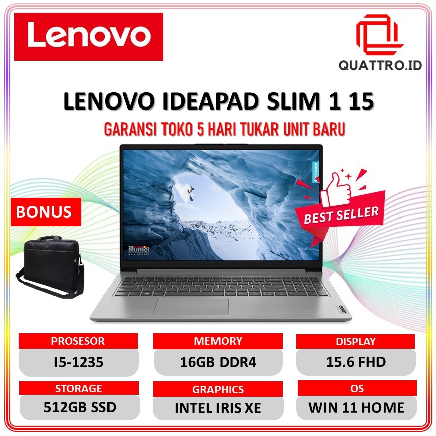 Jual Laptop Lenovo Ideapad slim 1 15 Core i5-1235 16GB 512SSD Win11 15. ...