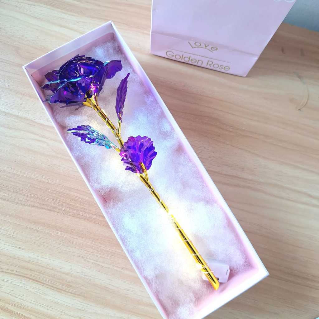 Jual Warna Ungu Bunga Mawar Beauty and The Beast Gold Foil Flower ...