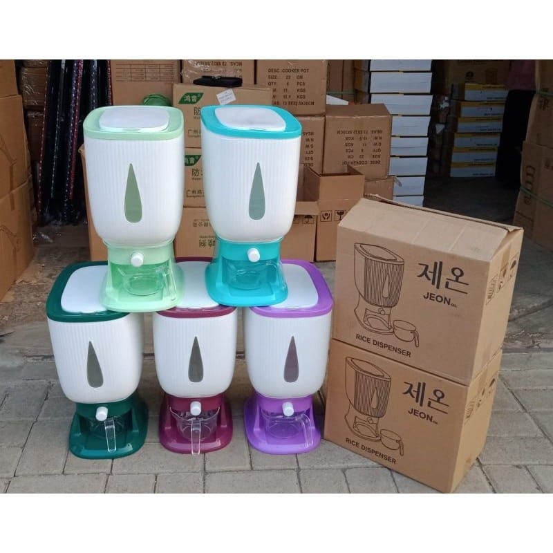 Jual Dispenser beras model terbaru jeon trilins 10 kg estetik | Shopee ...