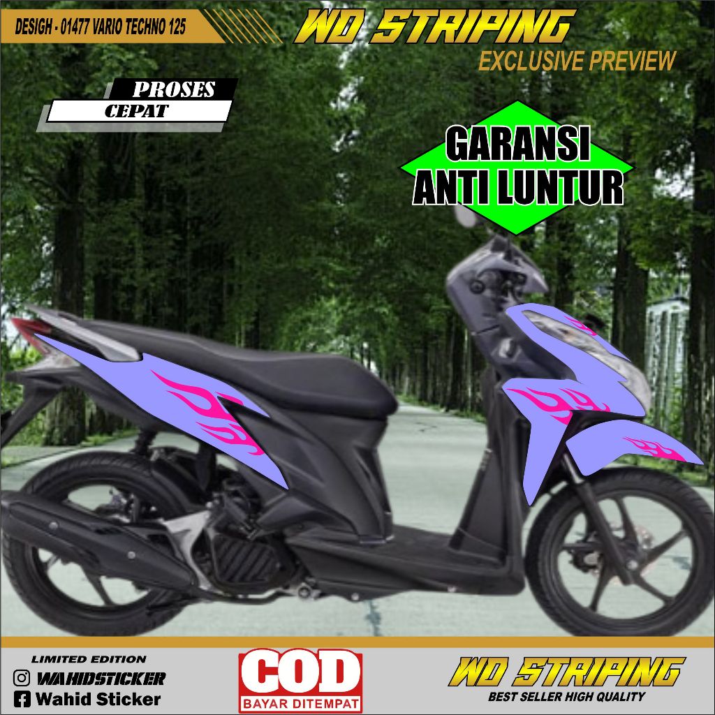 Jual 01477 CUTTING STICKER STRIPING VARIO 125 OLD NON LED STIKER VARIO LAMA MOTIF API STRIPING ...