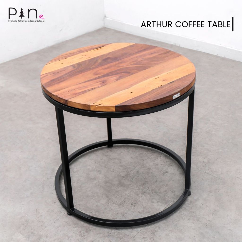 Jual Meja Kopi / Cafe / Tamu / Resto Bulat Minimalis Kayu Recycle Kaki ...