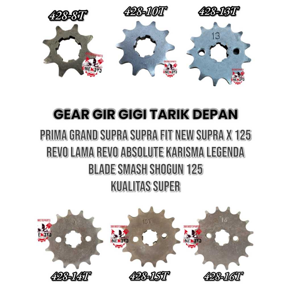 Jual GEAR GIR GIGI TARIK DEPAN 428-8T 9T 10T 11T 12T 13T 14T 15T 16T 17T PRIMA GRAND SUPRA FIT ...