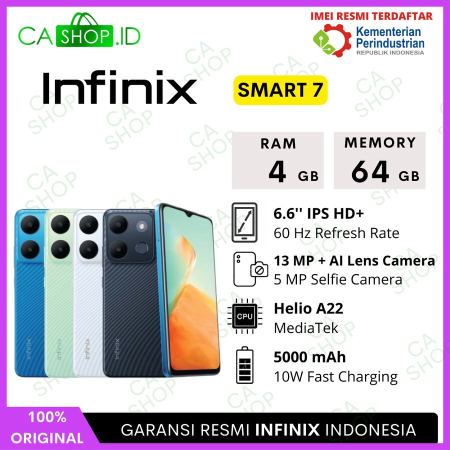Jual Infinix Smart Series | Smart 7 Extended RAM 4/64GB + 3/64GB ...