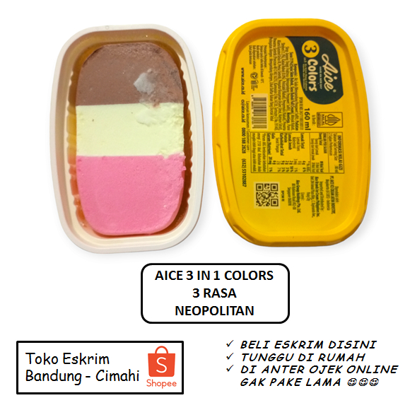 Jual Es Krim Ice Cream Eskrim Aice 3 In 1 Colors Neopolitan Bandung Cimahi | Shopee Indonesia