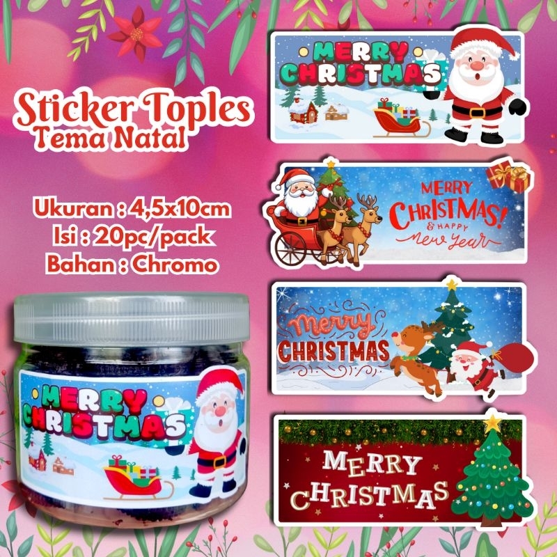 Jual Sticker Natal persegi panjang isi 20pc/pack ukuran 4,5x10cm ...