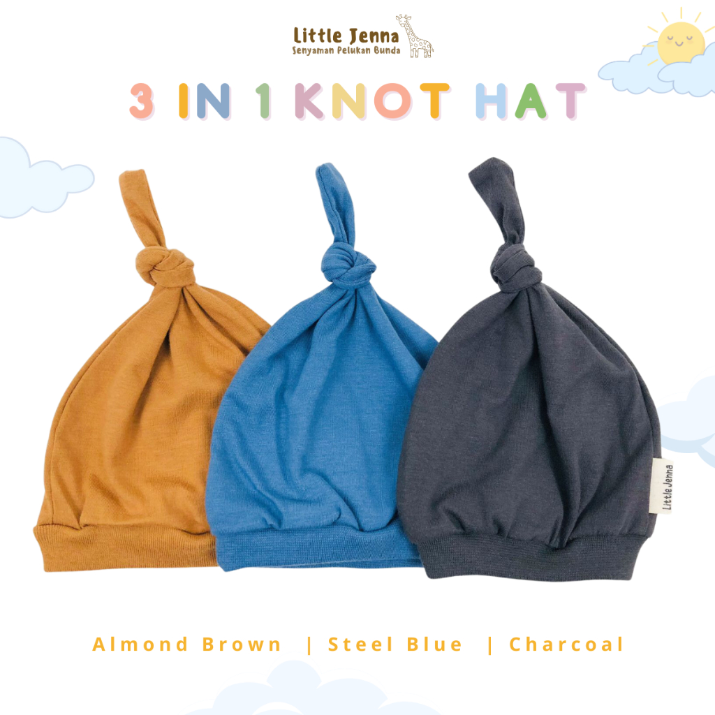 Jual LITTLE JENNA - KNOT HAT BABY TOPI KUPLUK BAYI 3 IN 1 (1 SET ISI 3 ...