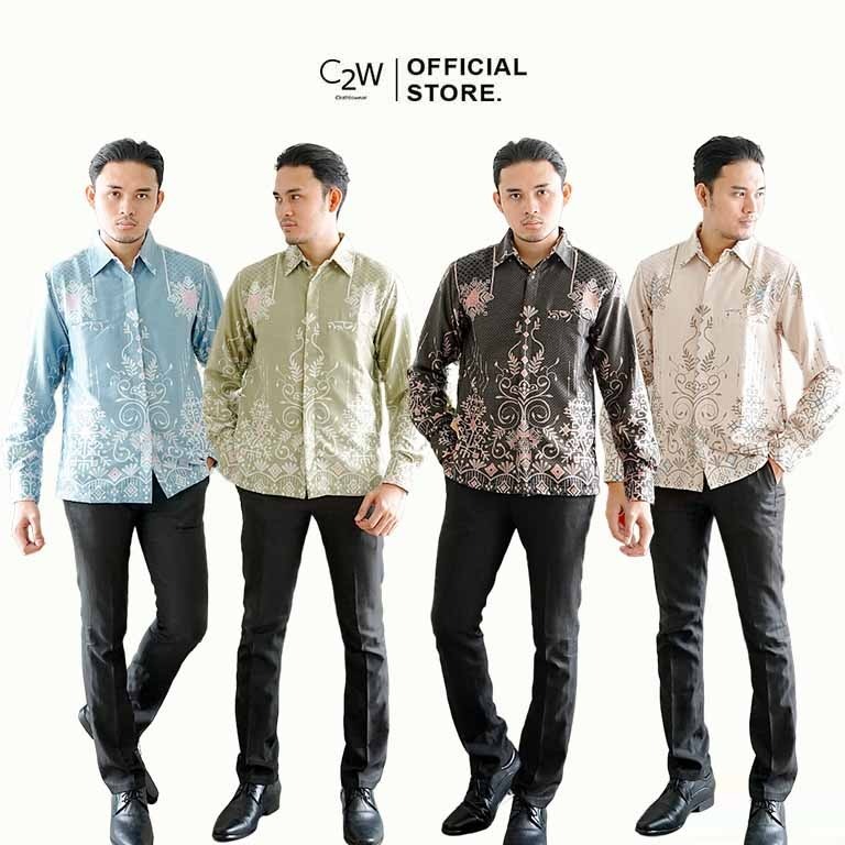 Jual C2w Clothtowear Kemeja Batik Lengan Panjang Pria All Size Motif