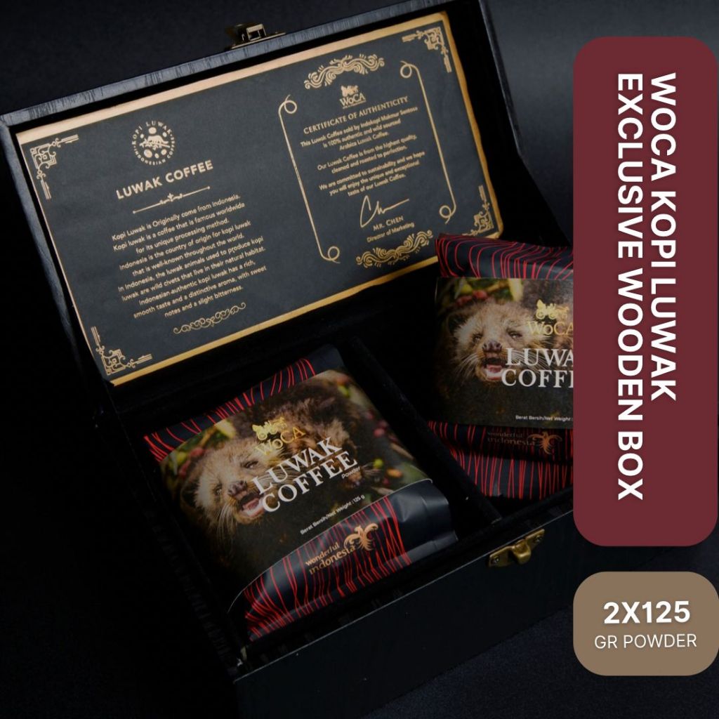 Jual WoCA Kopi Luwak Exclusive Wooden Box 2x125 gr Powder | Shopee ...