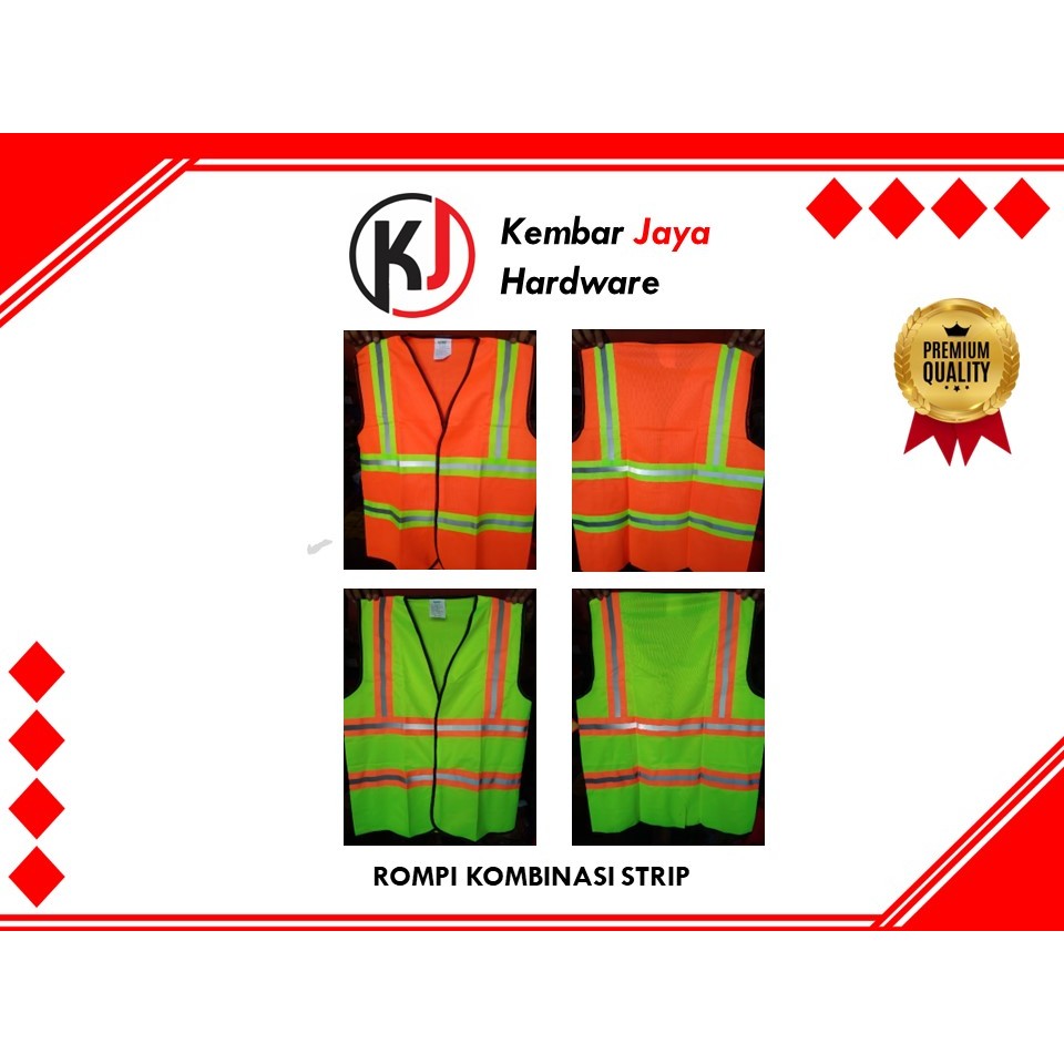 Jual ROMPI SAFETY K3 ROMPI KOMBINASI STRIP HIJAU OREN | Shopee Indonesia
