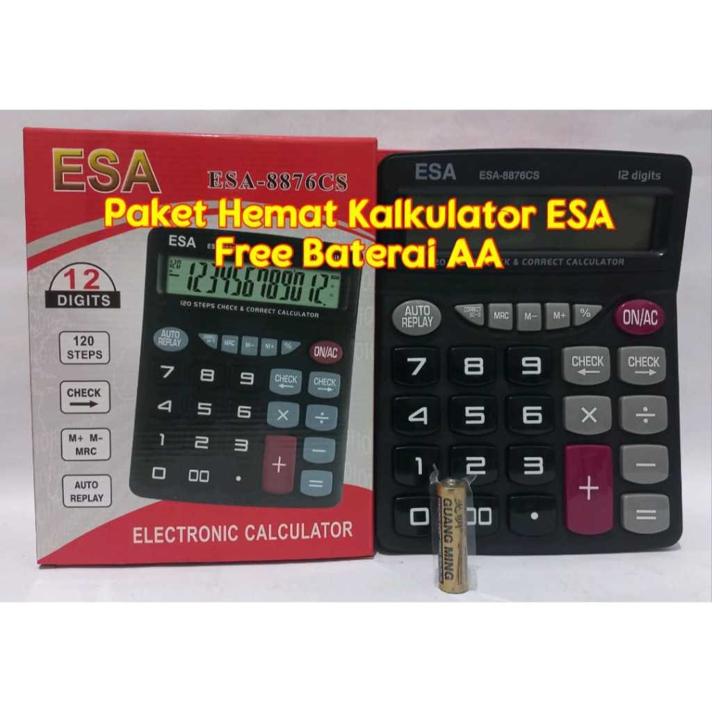 Jual Kalkulator JUMBO ESA-8876 CS Free Baterai | Shopee Indonesia