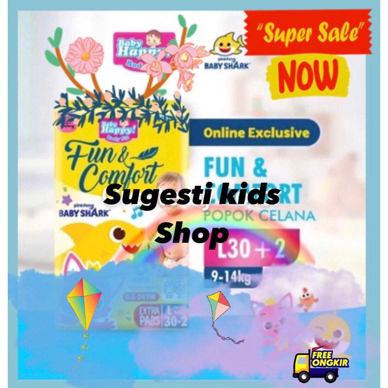 Jual Baby happy pants pinkfong M34/L30 (kemasan kuning) | Shopee Indonesia
