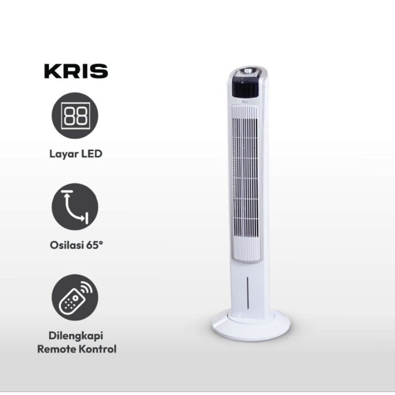 Jual kipas angin tower kipas berdiri hitam dilengkapi remote kris by ...