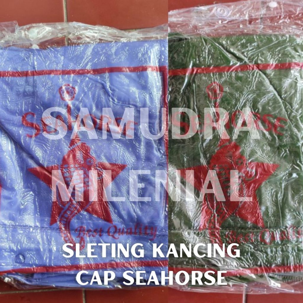 Jual JAS HUJAN KANCING SLETING CAP SEA HORSE MANTEL TEBAL +-2 KG / JAS ...