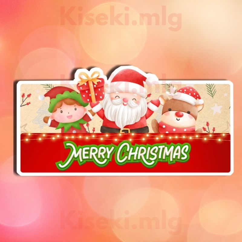 Jual Sticker Natal persegi panjang isi 20pc/pack ukuran 4,5x10cm ...