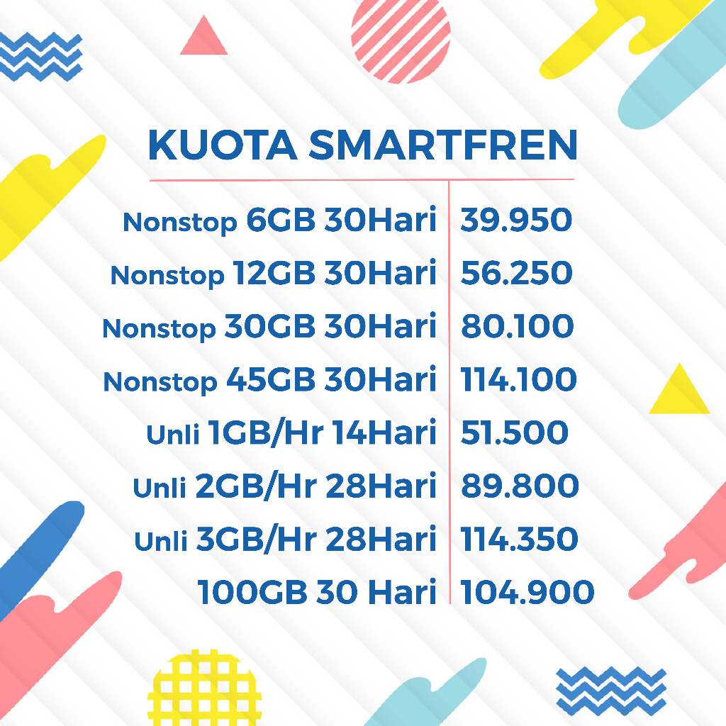 Jual Kuota Smartfren Nonstop 6GB 12GB 30GB 45GB 60GB Non Stop Unlimited Smart Fren Paket ...