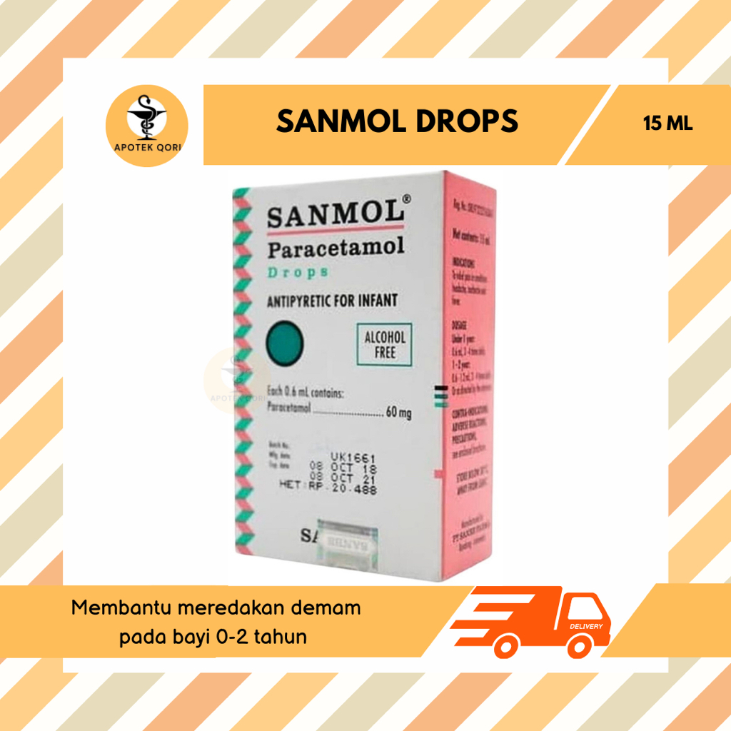 Jual SANMOL DROPS 15 ML/PARACETAMOL/DEMAM NYERI BAYI | Shopee Indonesia