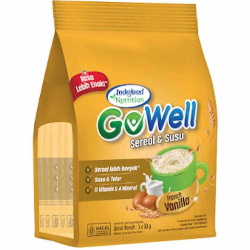 Jual GoWell sereal&susu rasa french vanila 150 gram (5 sachet @30 gram ...