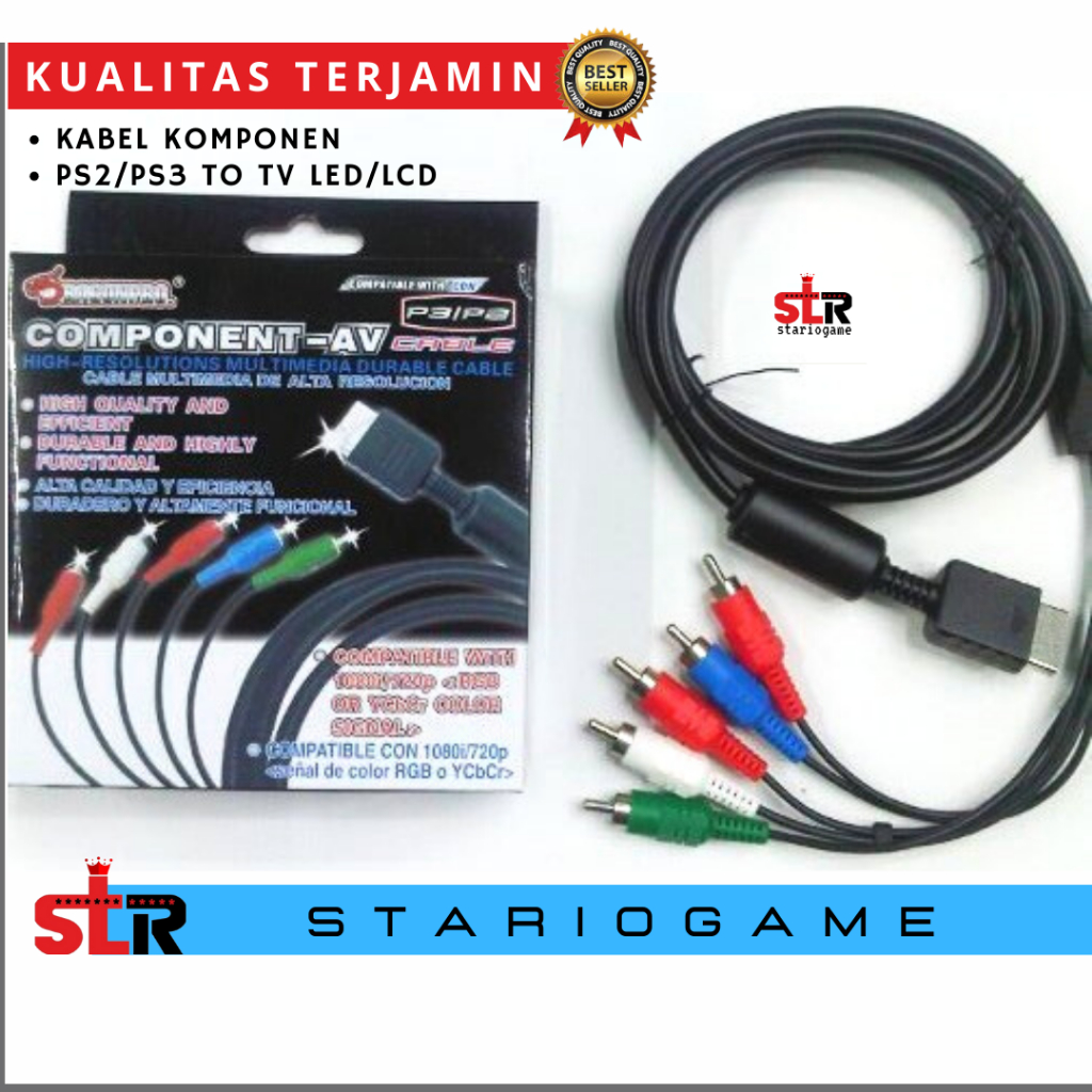 Jual Kabel AV komponen ps2 ps3 Kabel componen av dari ps2 ps3 ke TV LED ...