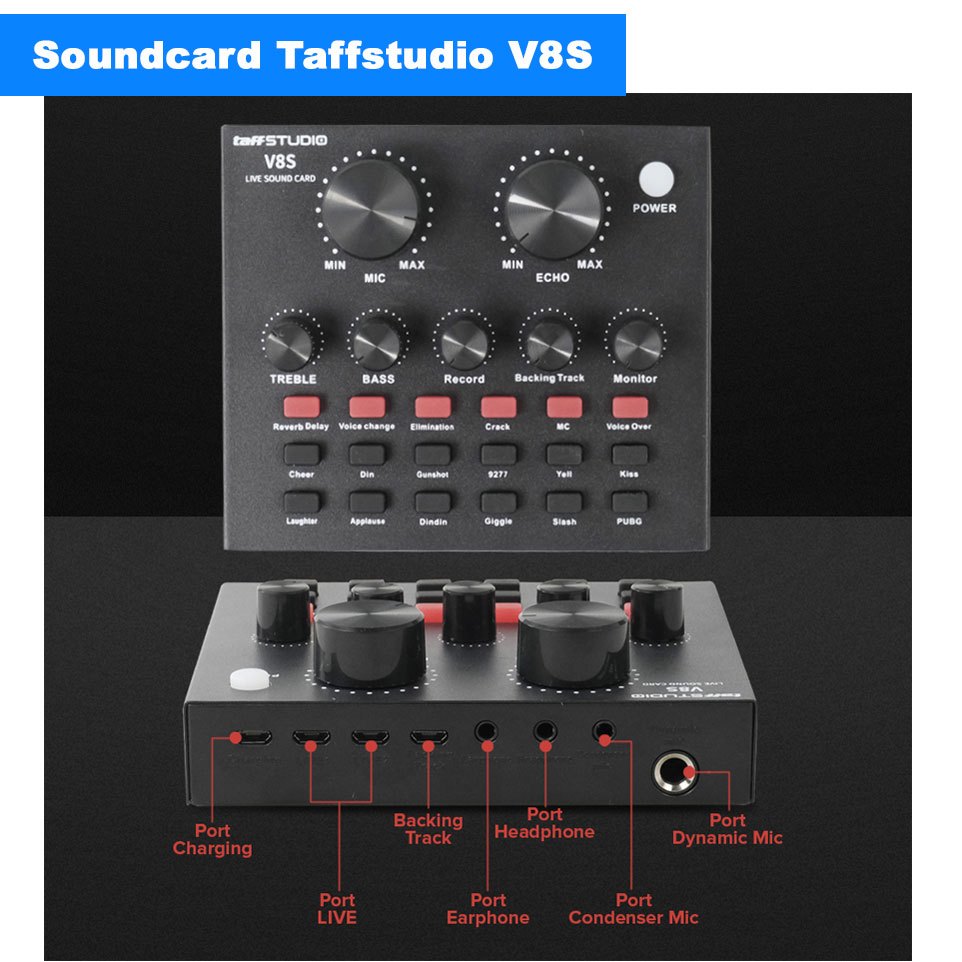 Jual TAFFSTUDIO USB External Soundcard V8 V8S V8 PLus V8 PRO Live Broadcast Bluetooth - Sound ...