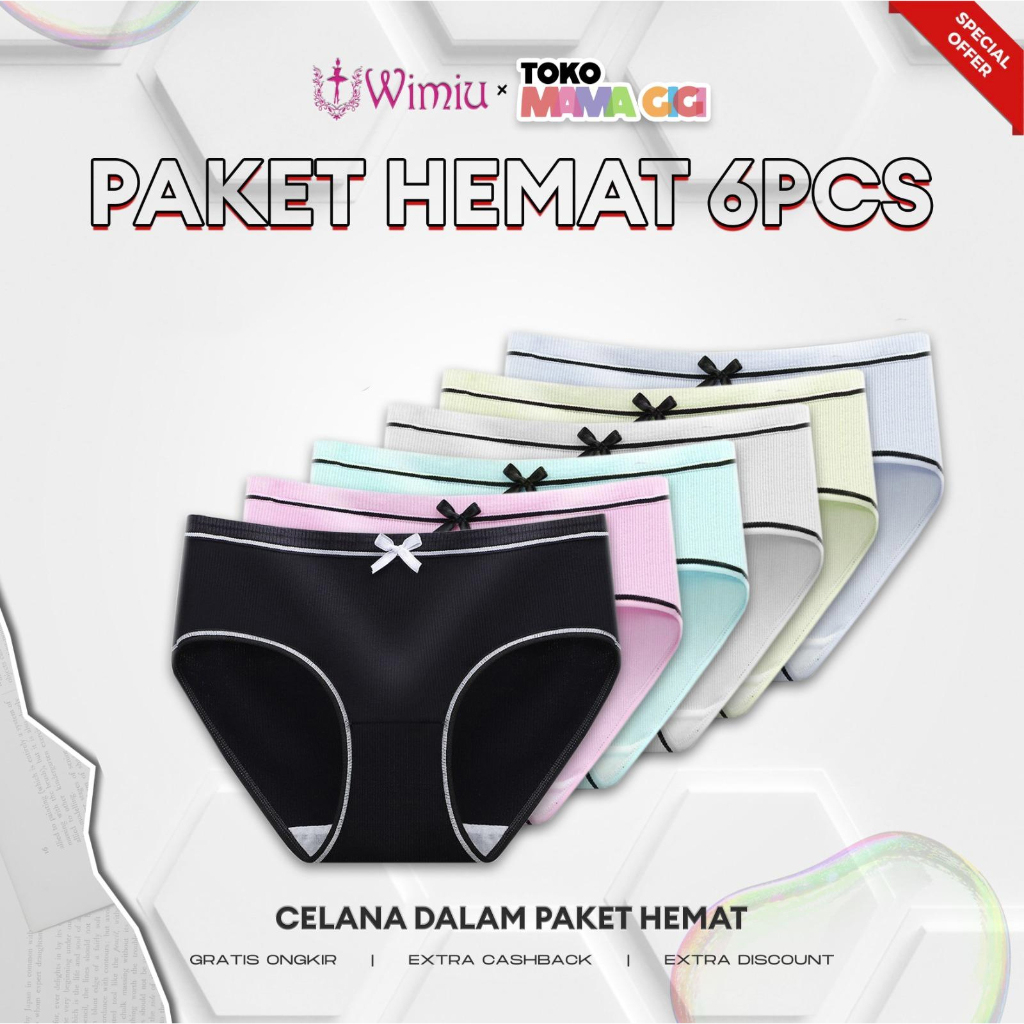 Jual WIMIU X TOKO MAMA GIGI PAKET 6 PCS CELANA DALAM CD WANITA PAKAIAN DALAM WANITA LANA Katun ...