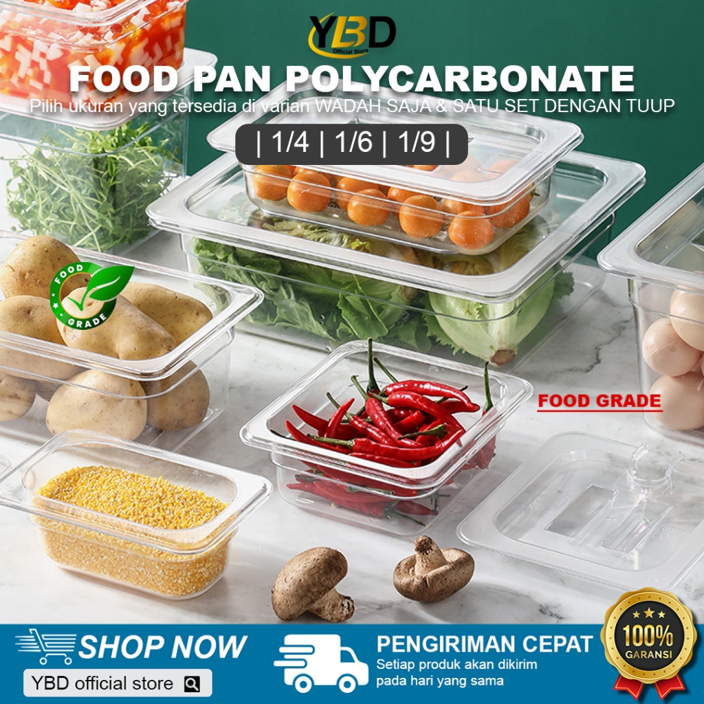 Jual Food Pan Polycarbonate Ukuran ( 1/4 | 1/6 | 1/9 / Ukuran 6.5 / 10 ...