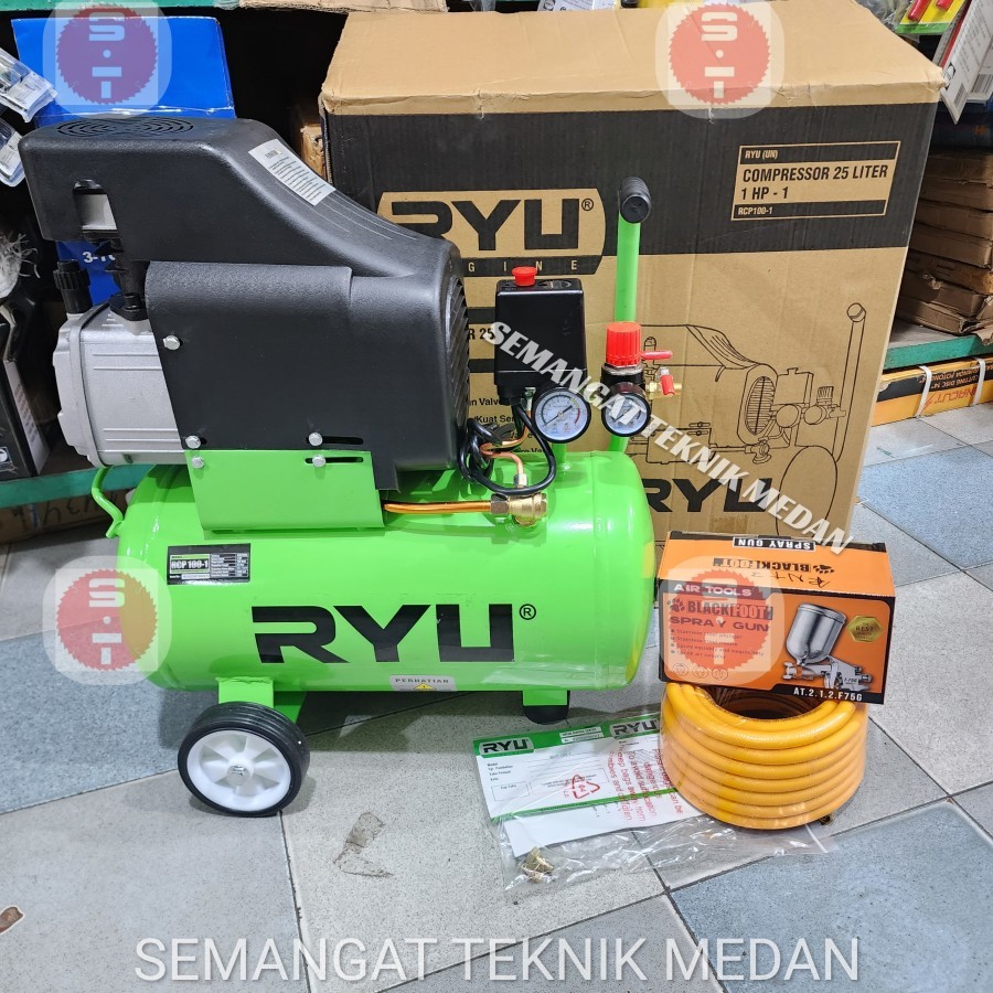 Jual PAKET SPRAY GUN CAT F75 F75G KOMPRESSOR KOMPRESOR RYU 1HP 25L ...