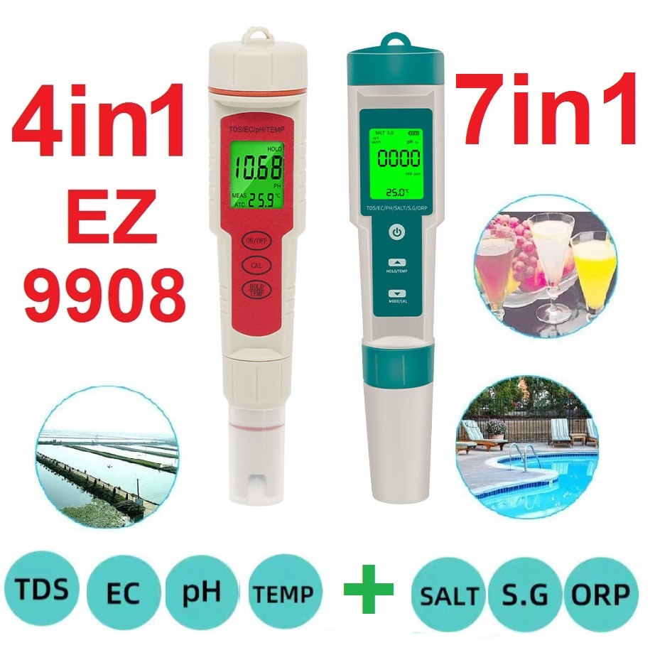 Jual PH TDS EC Temperature Meter EZ9908 COM-600 Tester ATC EZ-9908 Temp ...