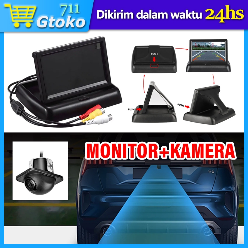 Jual Paket Monitor Kamera Mundur Mobil LCD TFT 4.3 inch Lipat Rear View ...