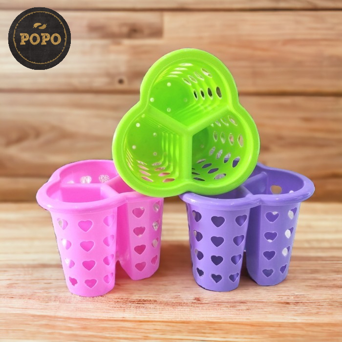 Jual Tempat Sendok Garpu Plastik Sekat 3 Rak Wadah Sumpit Sedotan Pisau ...