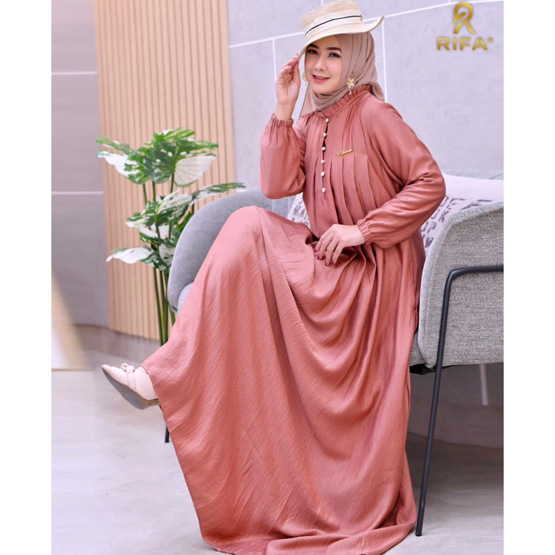 Jual Nasyama Dress - Gamis Cringkle Silk Sutra Premium [Queena Luxury ...
