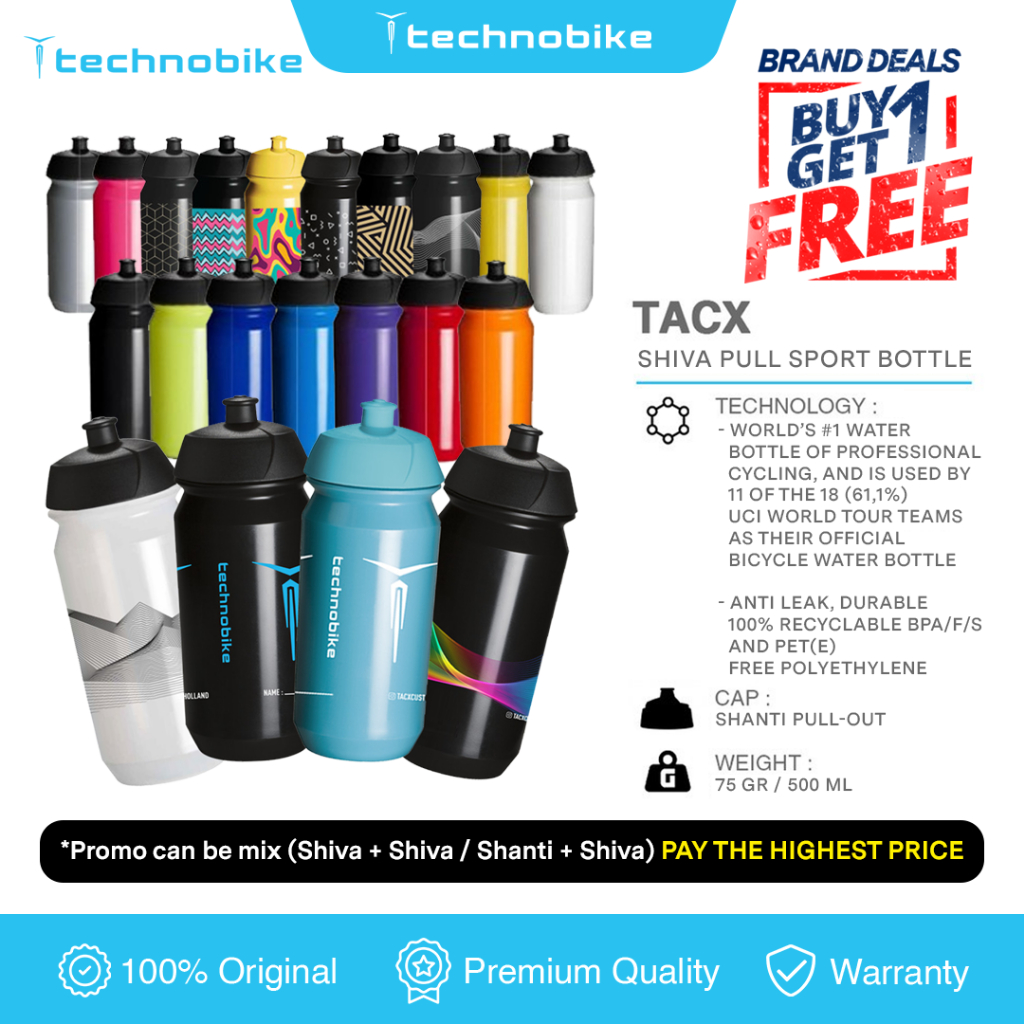 Jual BOTTLE TACX SHIVA 500ML CUSTOM BLACK TECHNOBIKE Bidon Sepeda ...