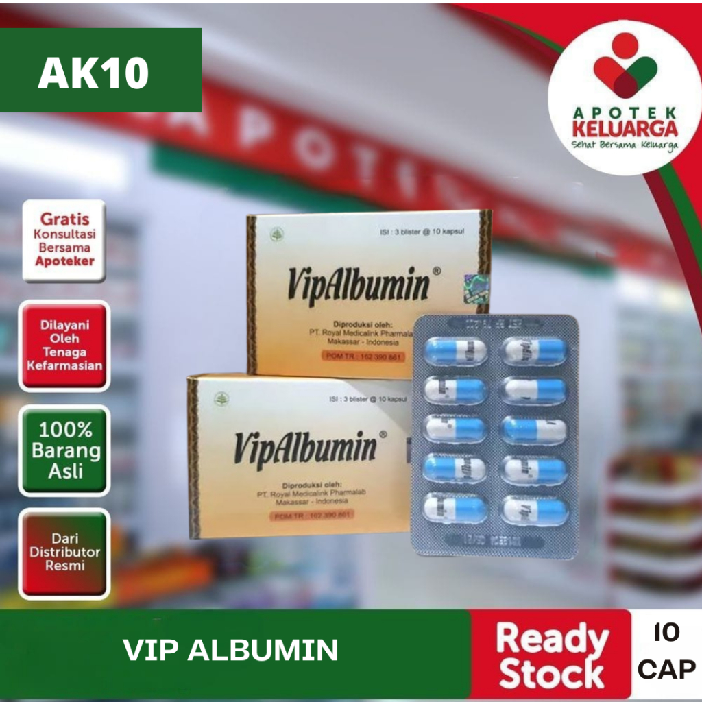 Jual Vip Albumin 10 kapsul (1 strip) #PENYEMBUH LUKA OPERASI #PADANG ...
