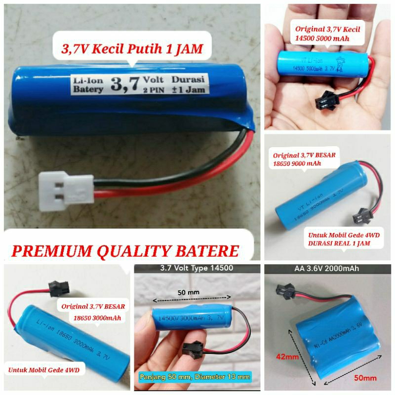 Jual PROMO COD BATERAI CADANGAN MOBIL REMOTE CONTROL RC 3,6V dan 3,7V ...