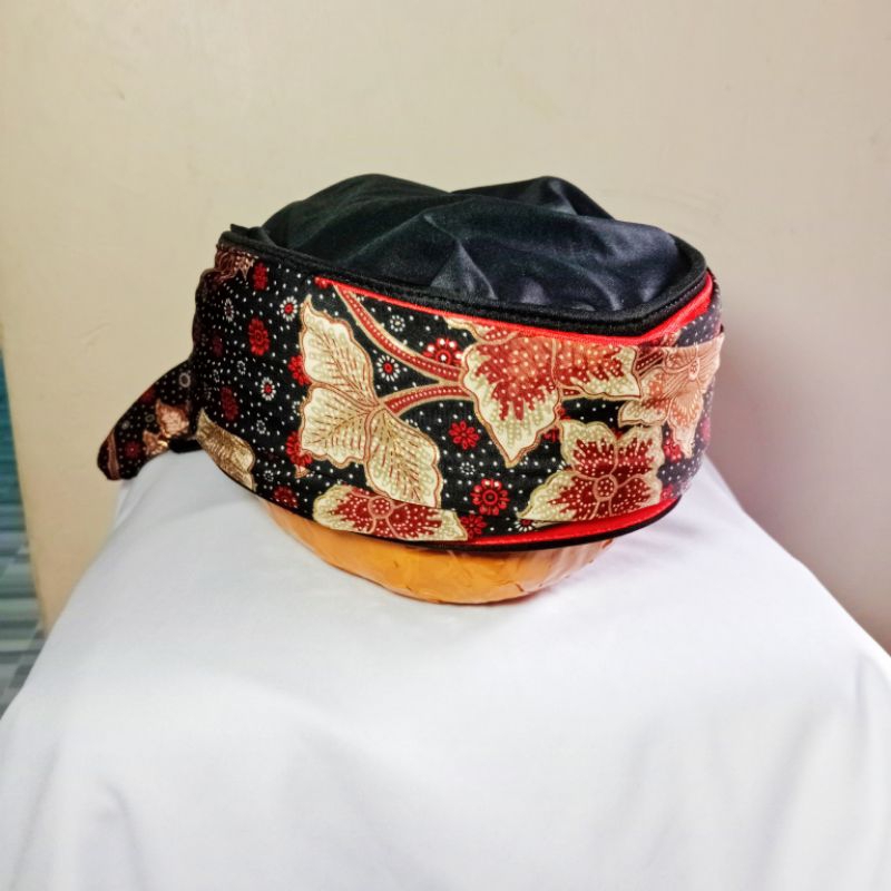 Jual Peci batik santri batik katun biru imamah modern permanen siap ...